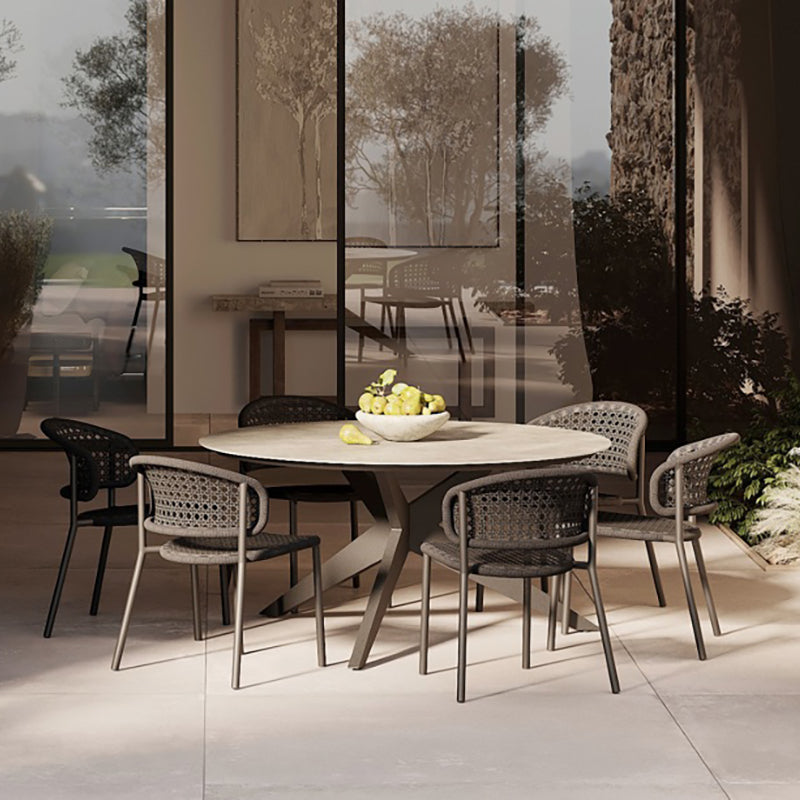 Yate Round Dining Table with Ceramic Tabletop | Zzue Creation